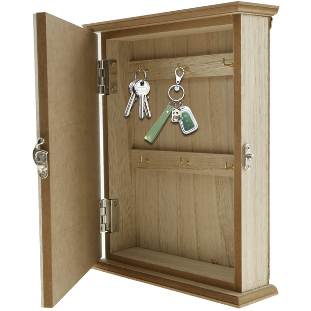 Key Cabinet Wooden Key Box Wall Mount Wood Key Box Holder With Inner ...