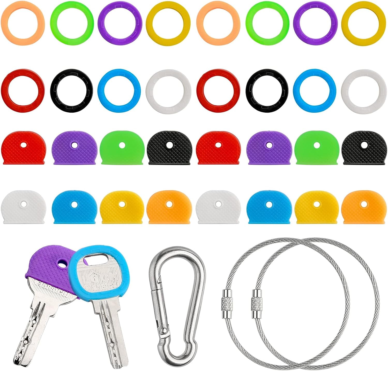 Key Caps Set, 32 PCS Rubber Key Covers with 3 Key Organization Tool ...