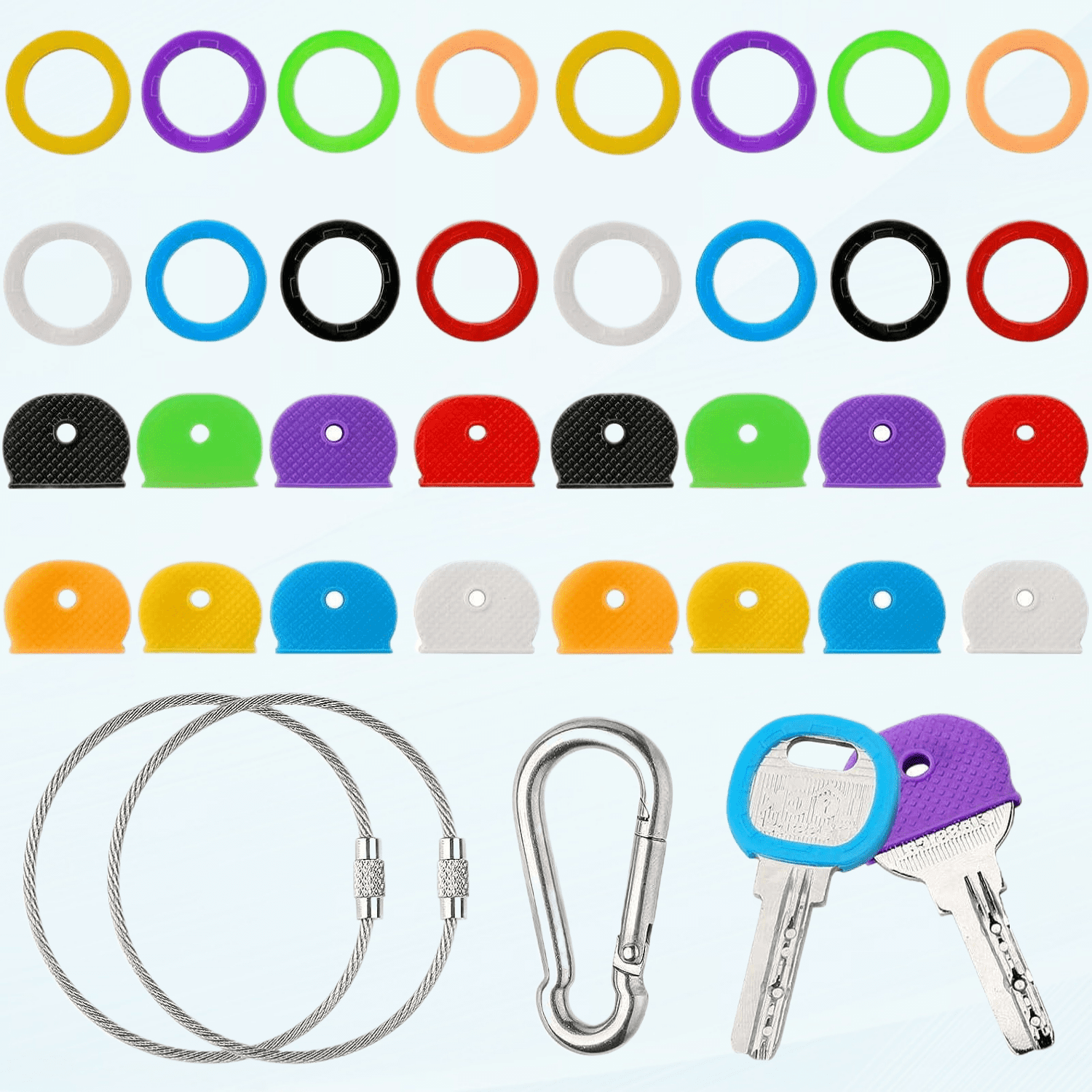 Key Caps Set, 32 PCS Rubber Key Covers with 3 Key Organization Tool ...