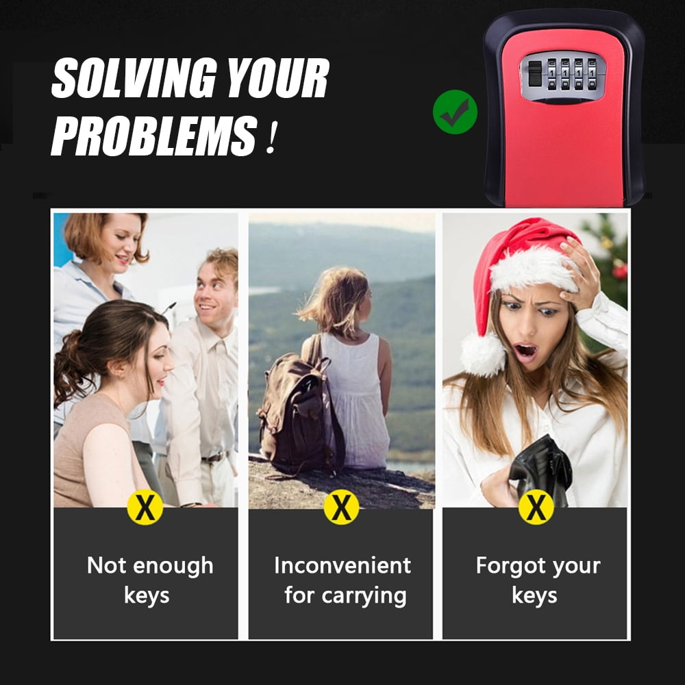 Key Case,Cover Combination Wall Mounted With Lock Box Code Key Hider Box Wall Mounted Key Box ...