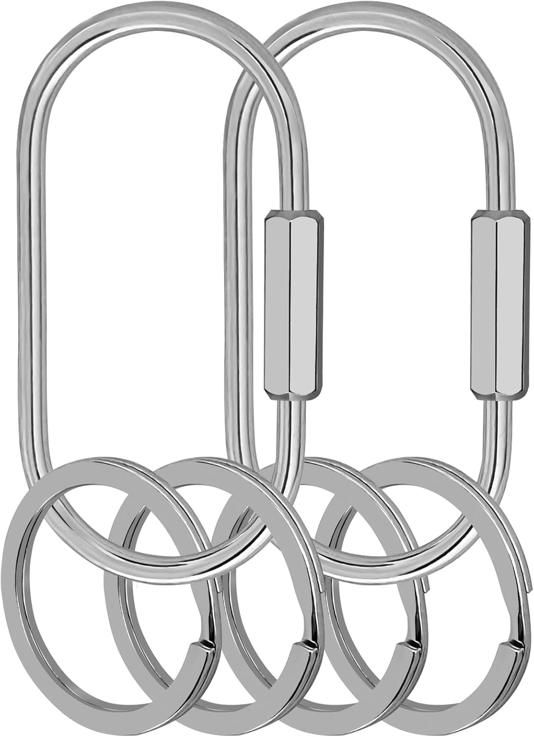 Key Chain, Brass Key Rings 2 Pack Screw Lock Key Organizer with 4 Rings ...