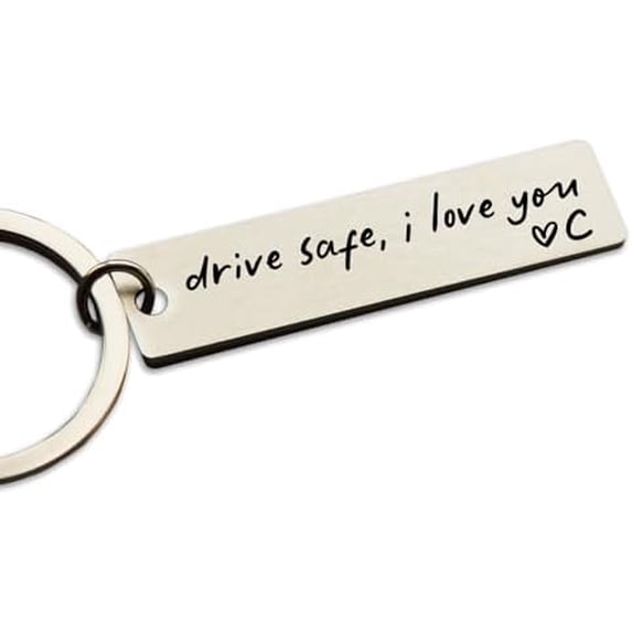 Key Chain Drive Safe I Love You Engraved Initial Personalized Gift for ...