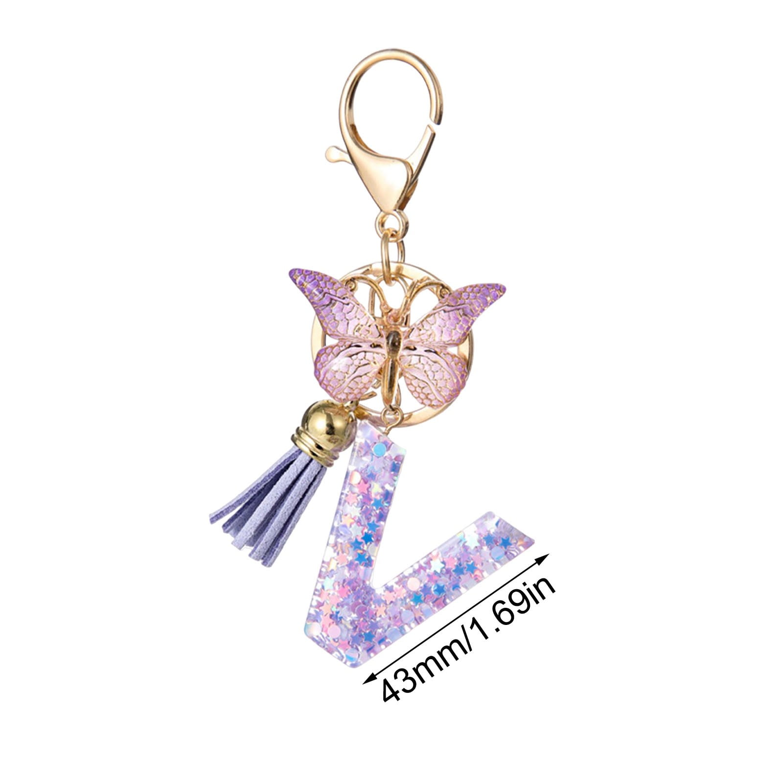 Key Chain Pendant, Letter Keychain, Butterfly Tassel Keychain with ...