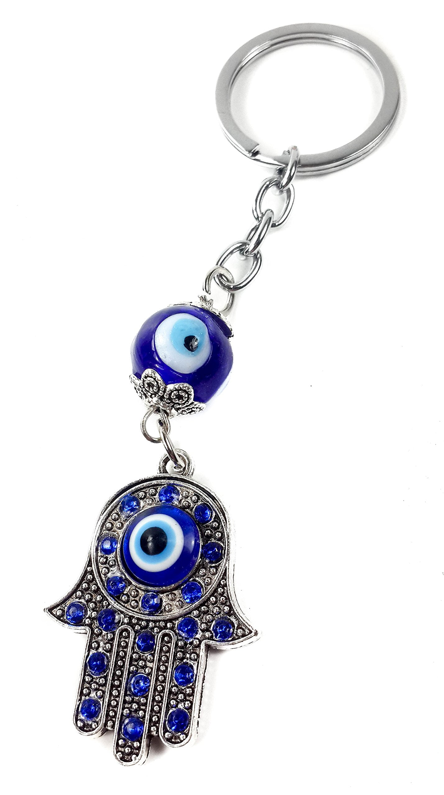 Key Chain, Turkish Evil Eye Silver Keychain, Good Luck Charms Ornament ...