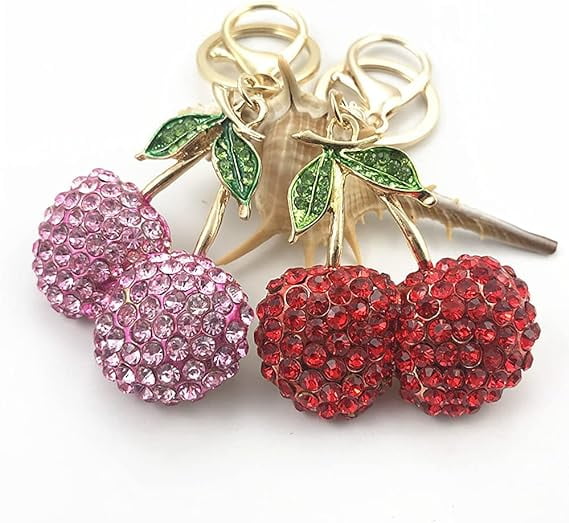 Key Chains for Car Keys, Cherry Keychain, Cute Rhinestone Fruit with ...