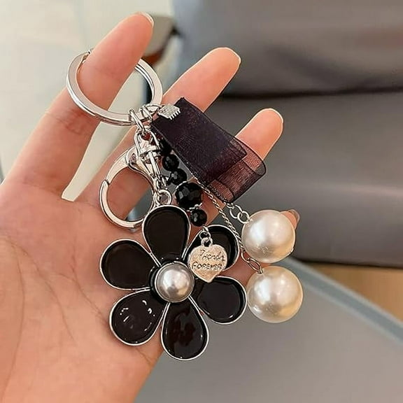 Initial Keychain Cute Flower Charms Keyring for Handbag Backpack ...