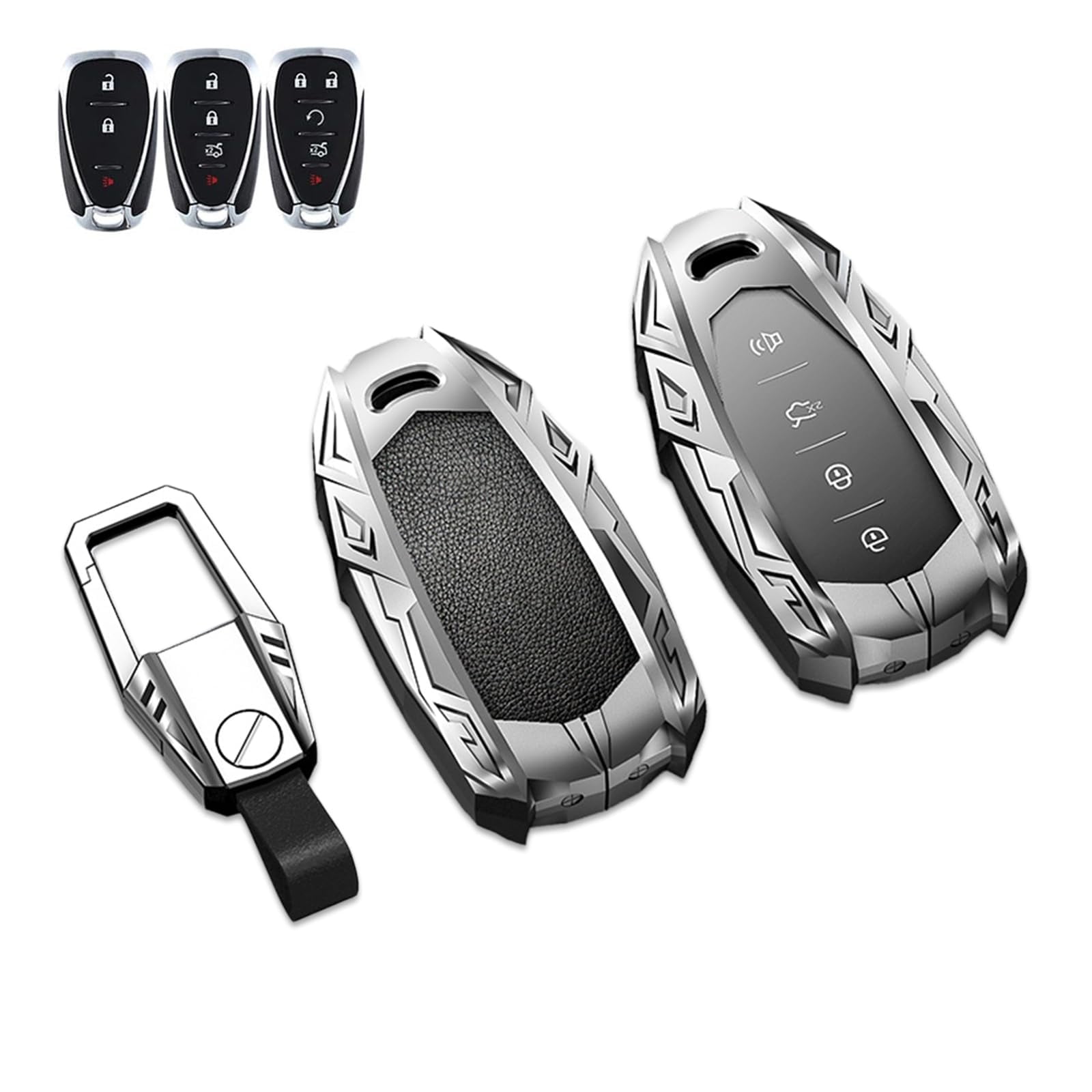 Key Cover Case Fit for Chevy, Zinc Alloy Smart Key Fob Case Holder ...