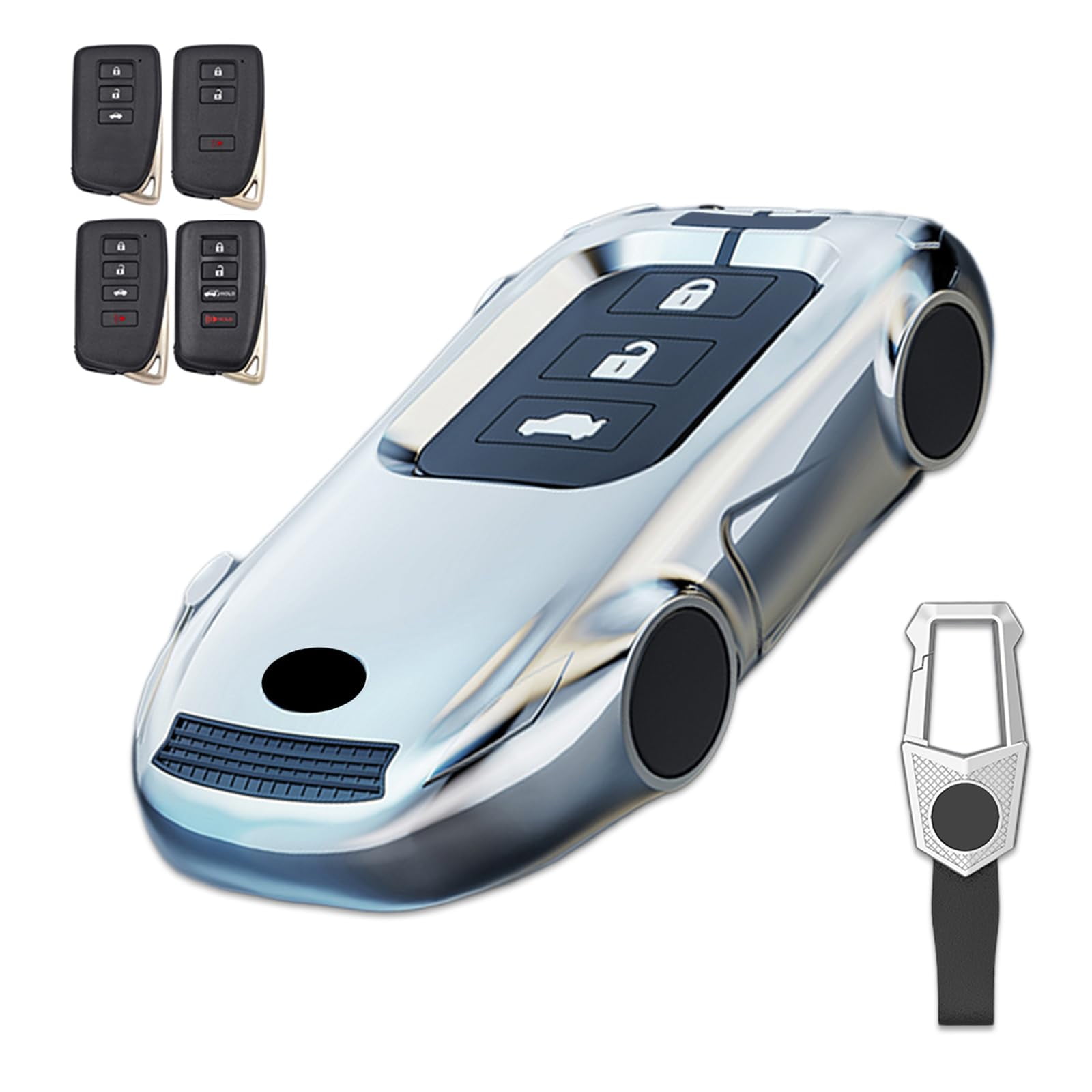 Key Cover Case, Zinc Alloy Metal Smart Key Fob Case Protector Shell ...