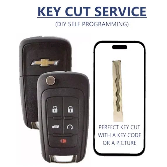 Key Cut + Chevrolet Flip Remote Key 2010-2017 5 Button - Walmart.com
