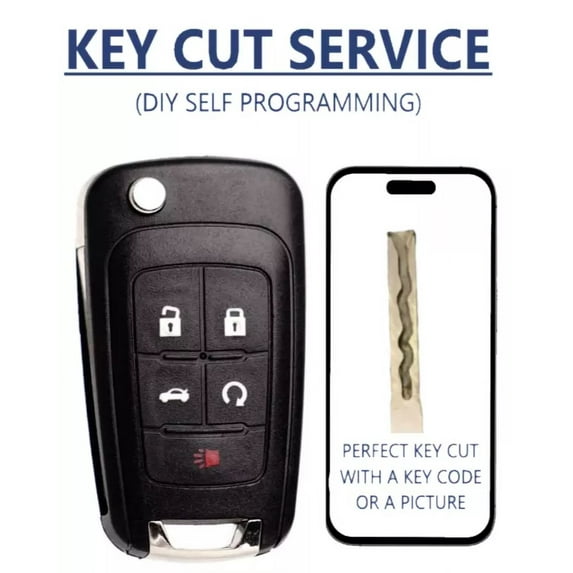 Key Cut + Flip Remote Key for Chevrolet 2010 - 2017 - Walmart.com