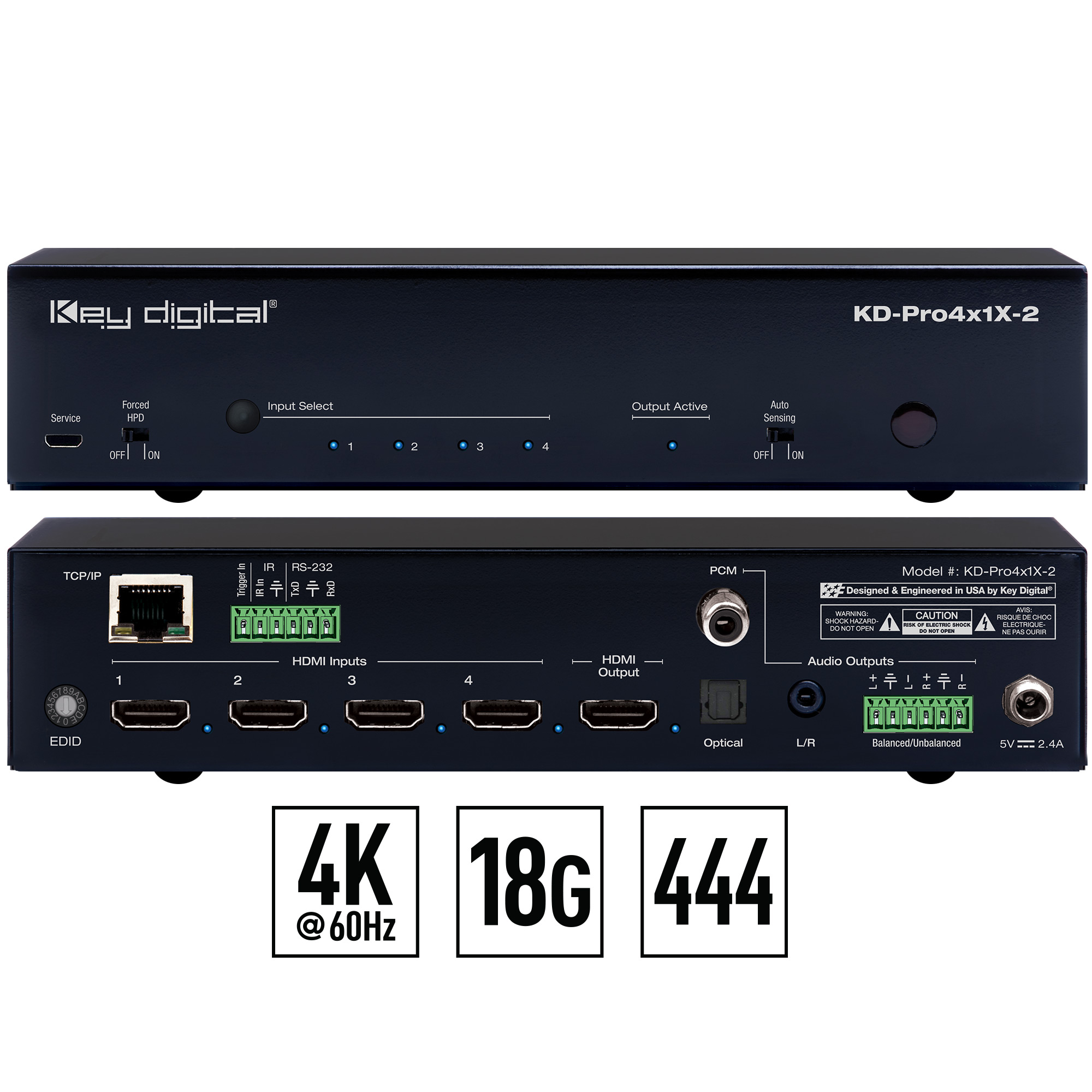 Key Digital 4 Input Pro Series HDMI Auto Switcher with Web UI KD ...