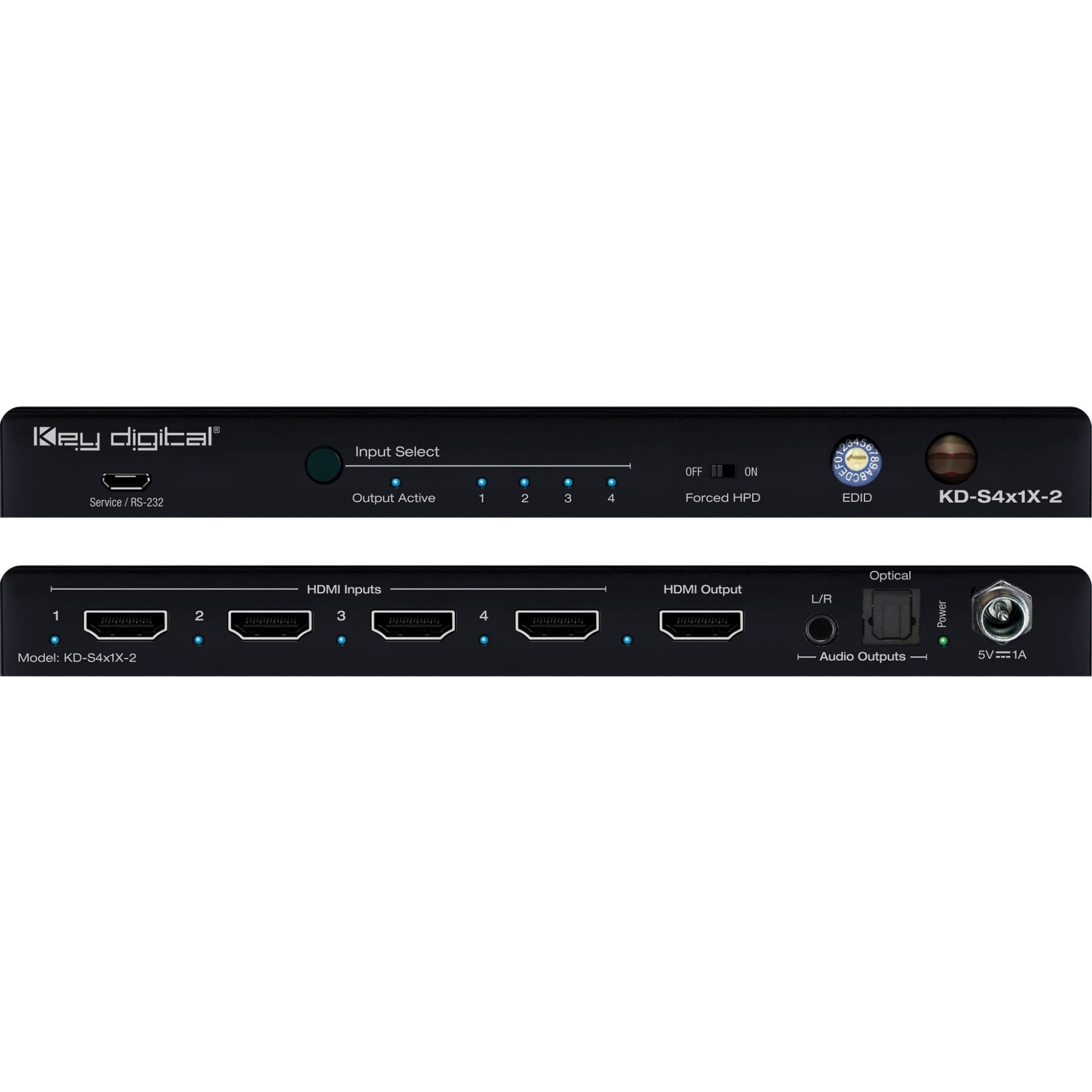 Key Digital 4 Port Input Slim Series HDMI Auto Switcher KD-S4x1X-2 ...