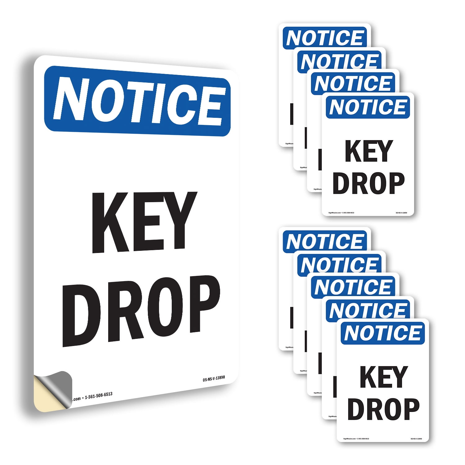 Key Drop OSHA Notice Vinyl Decal Label 10 Inch x 7 Inch - 10 Pack ...