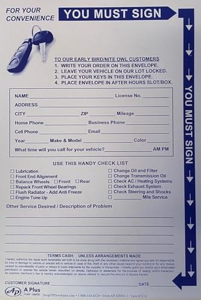 Key Drop Off Envelope EBNO-1 500 Qty (W16) - Walmart.com