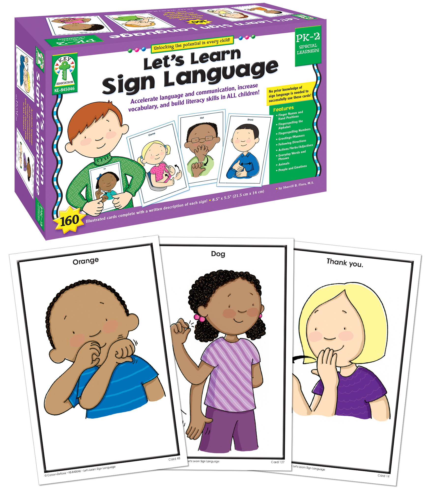 Key Education Let's Learn Sign Language Learning Cards Grade PK-2 (160 ...