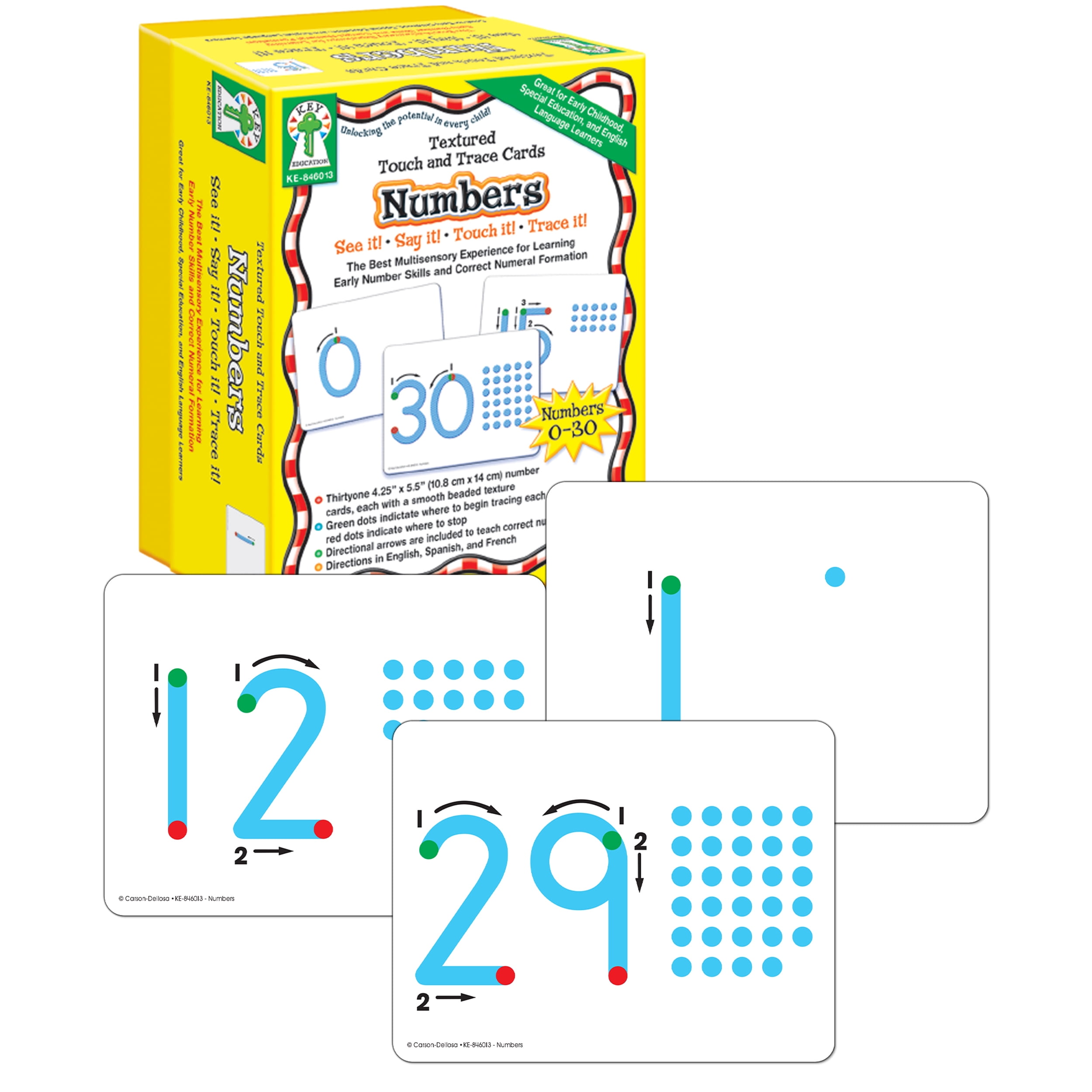 Key Education Textured Touch and Trace: Numbers 30 textured cards (30 ...