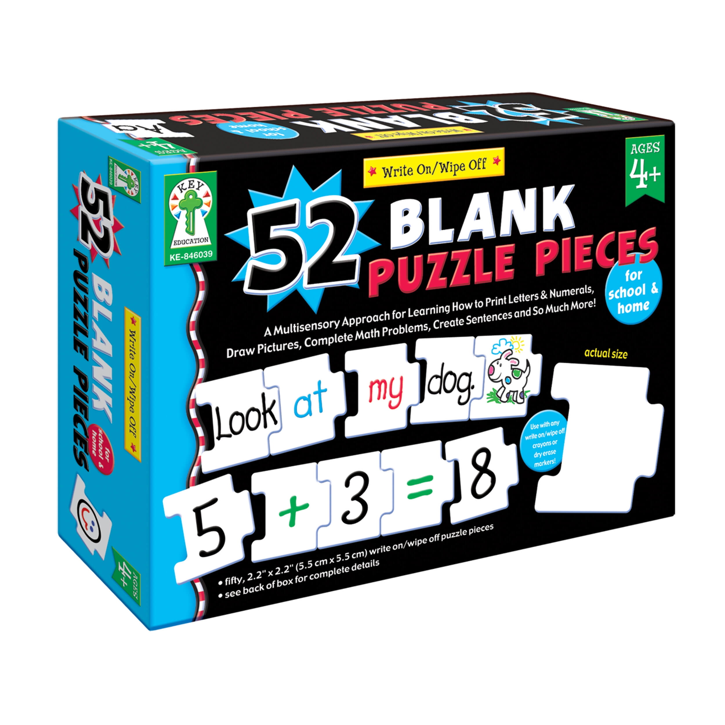 Key Education Write-On/Wipe-Off: 52 Blank Puzzle Pieces Puzzle (52 ...
