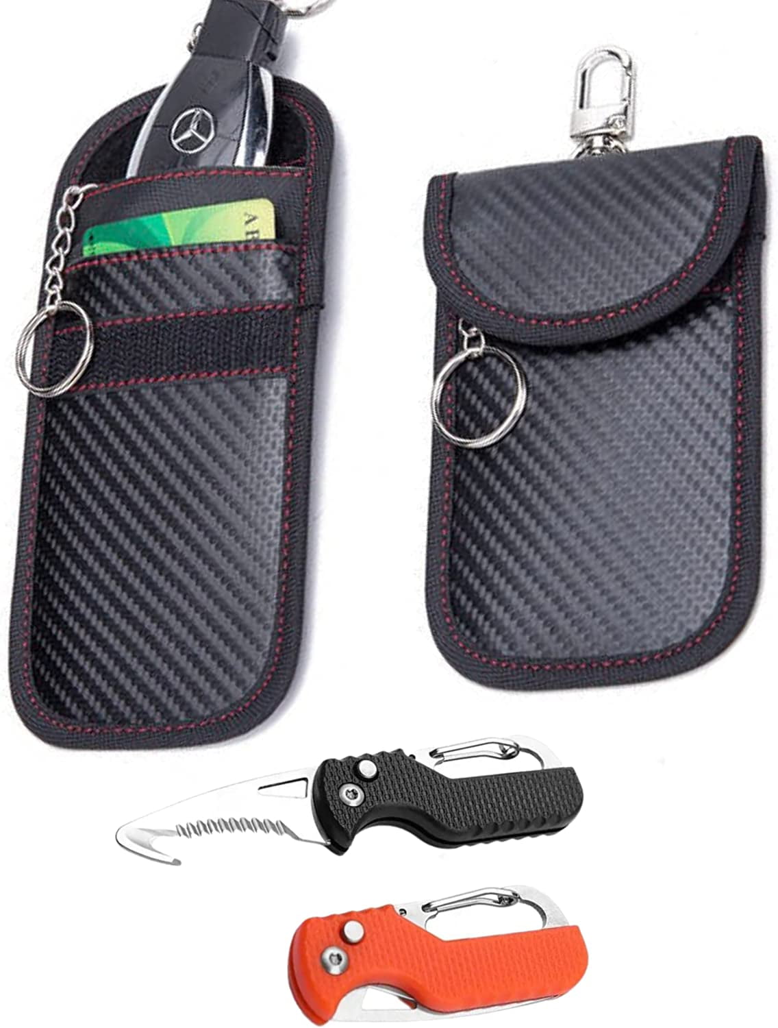 Key Fob Bag (2 Pack) with Multi-Purpose EDC Tool Kit (2 Pack), Key Fob Pouch & Folding Knife Set ...