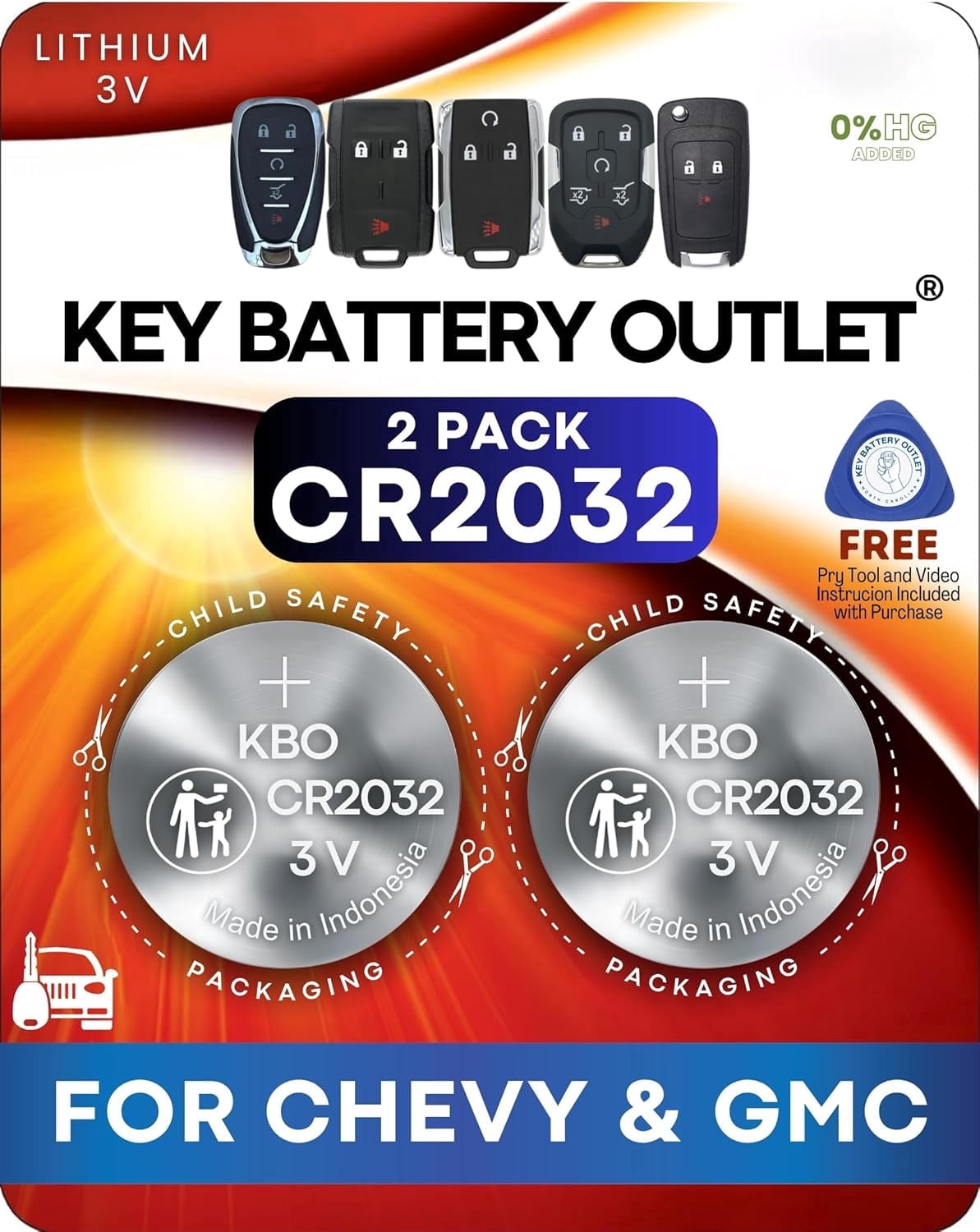 Key Fob Battery CR2032 for Chevy (2 Pack) - OEM Remote Replacement for ...