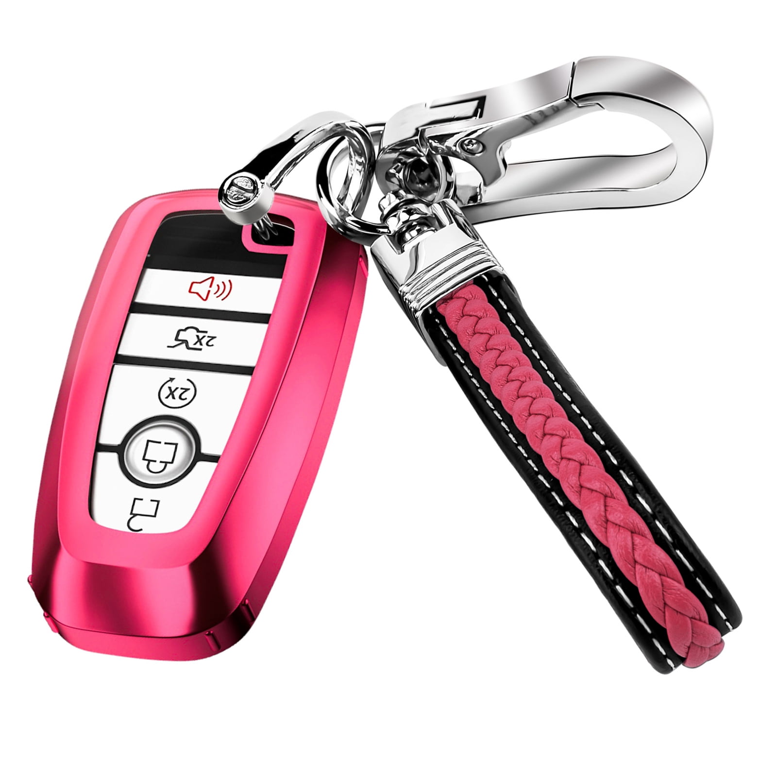 YUBOMT Pink TPU Key Fob Case & Keychain for Ford Mustang, Fusion ...