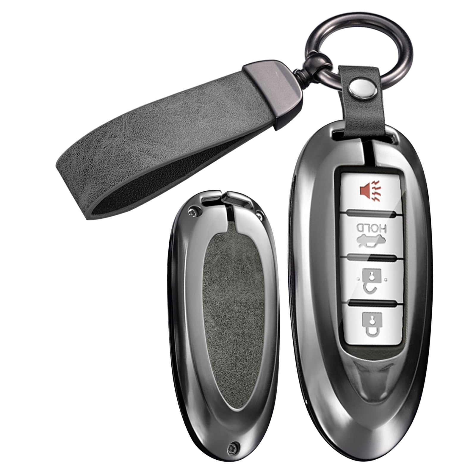 Key Fob Cover Fit for Nissan Key Remote,Transparent Key Shell Metal and ...