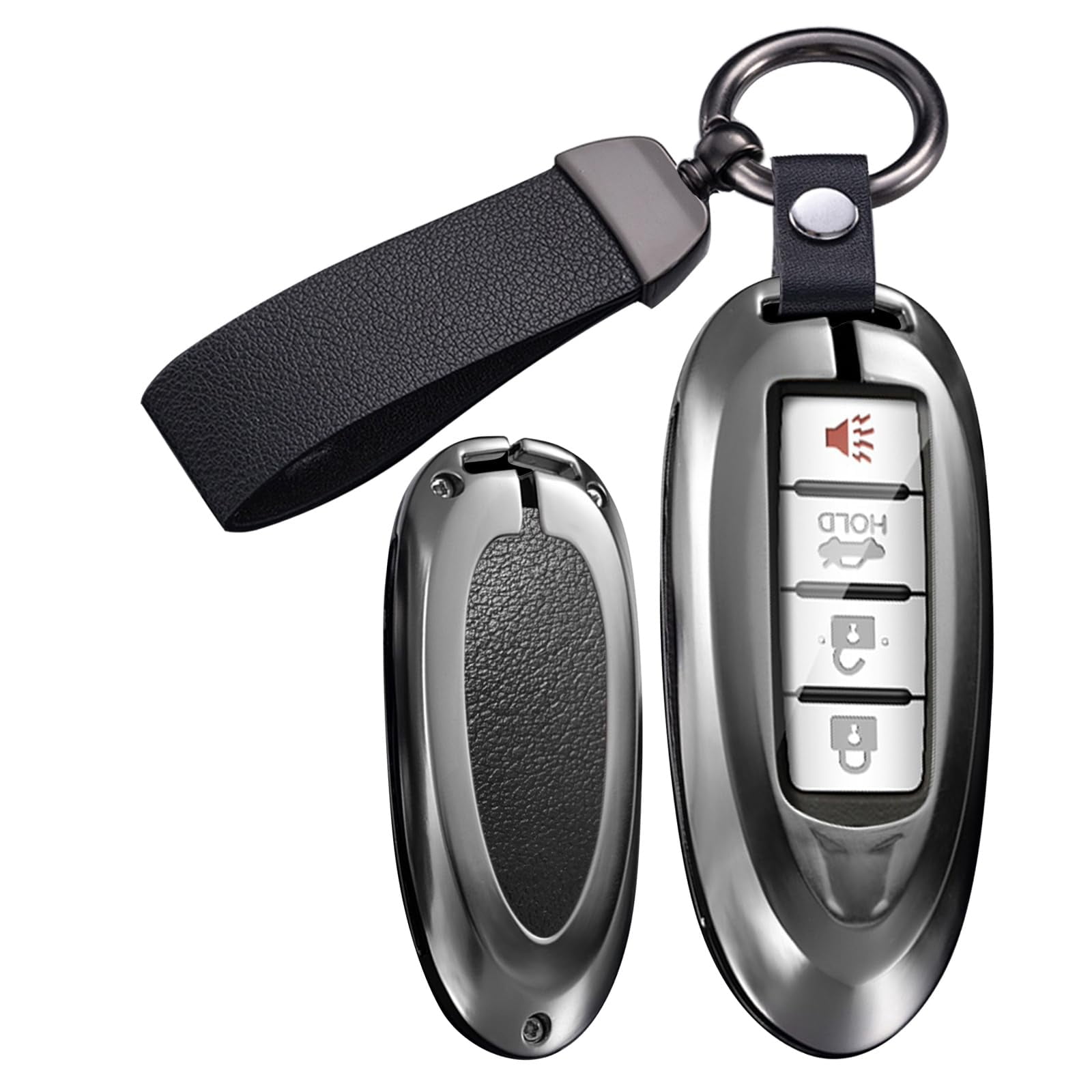 Key Fob Cover Fit for Nissan Key Remote,Transparent Key Shell Metal and ...