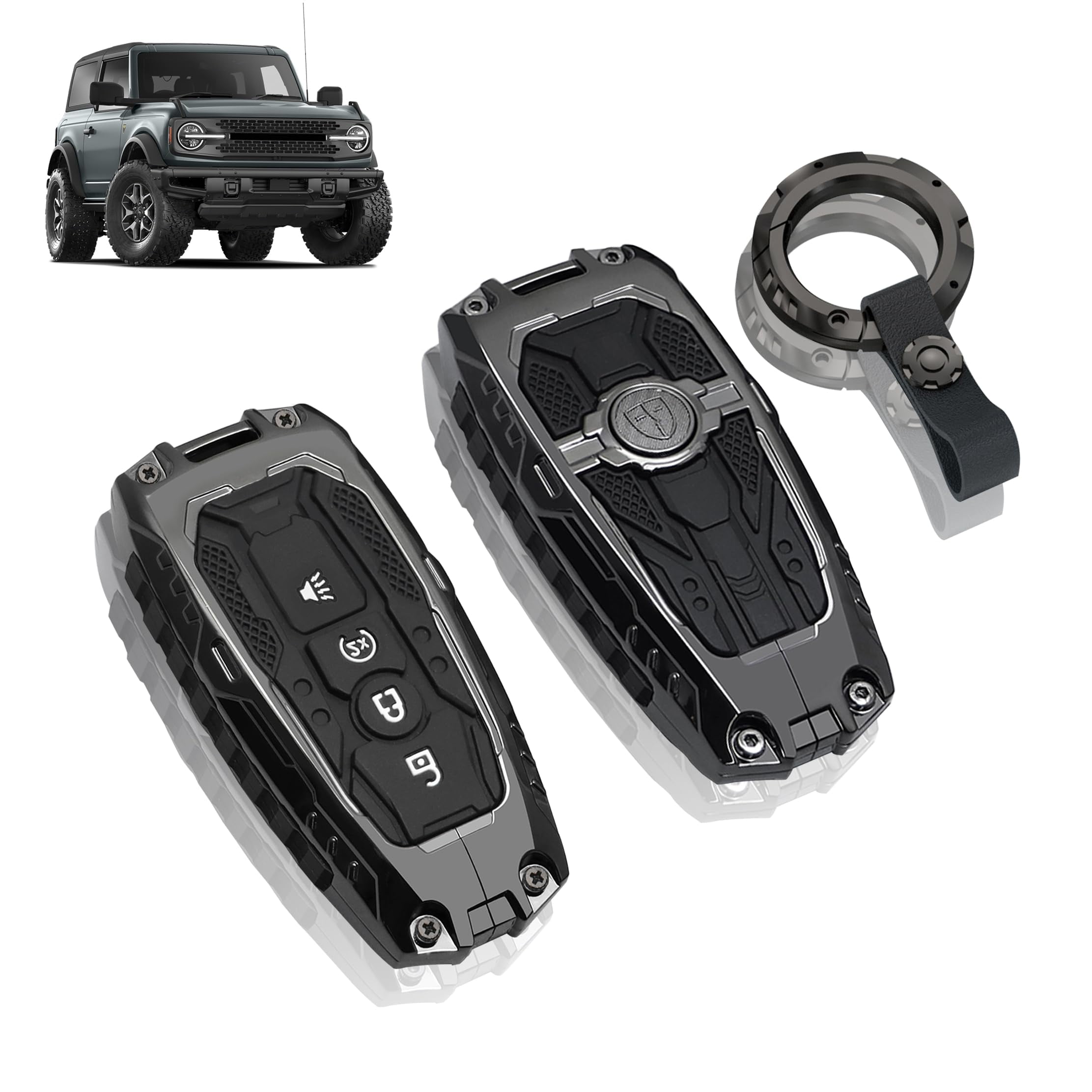Key Fob Cover for Ford Bronco 2021-2024 Metal Key Protective Case with ...