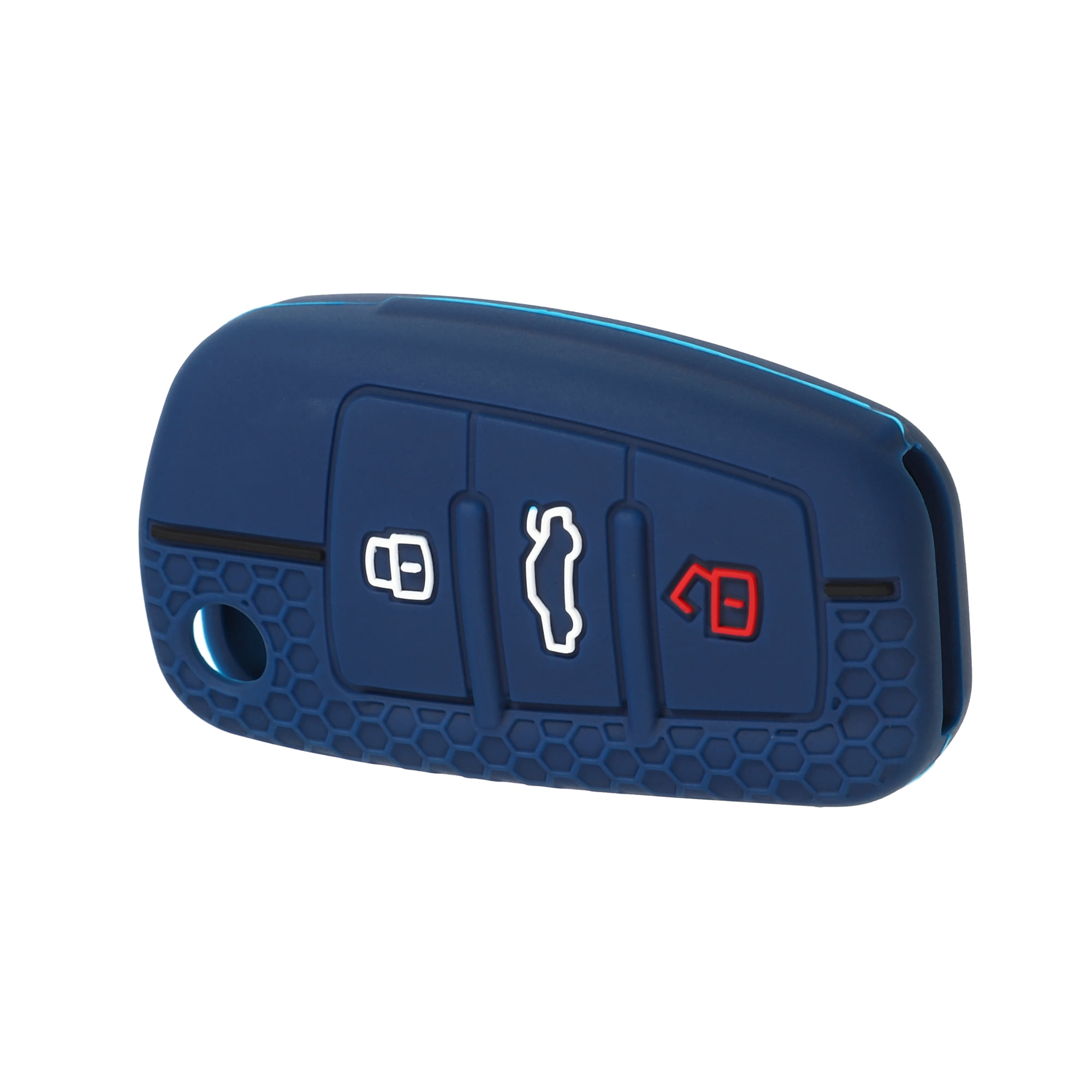 Key Fob Cover for Audi 3 Button Car Key Soft Silicone Blue Remote ...