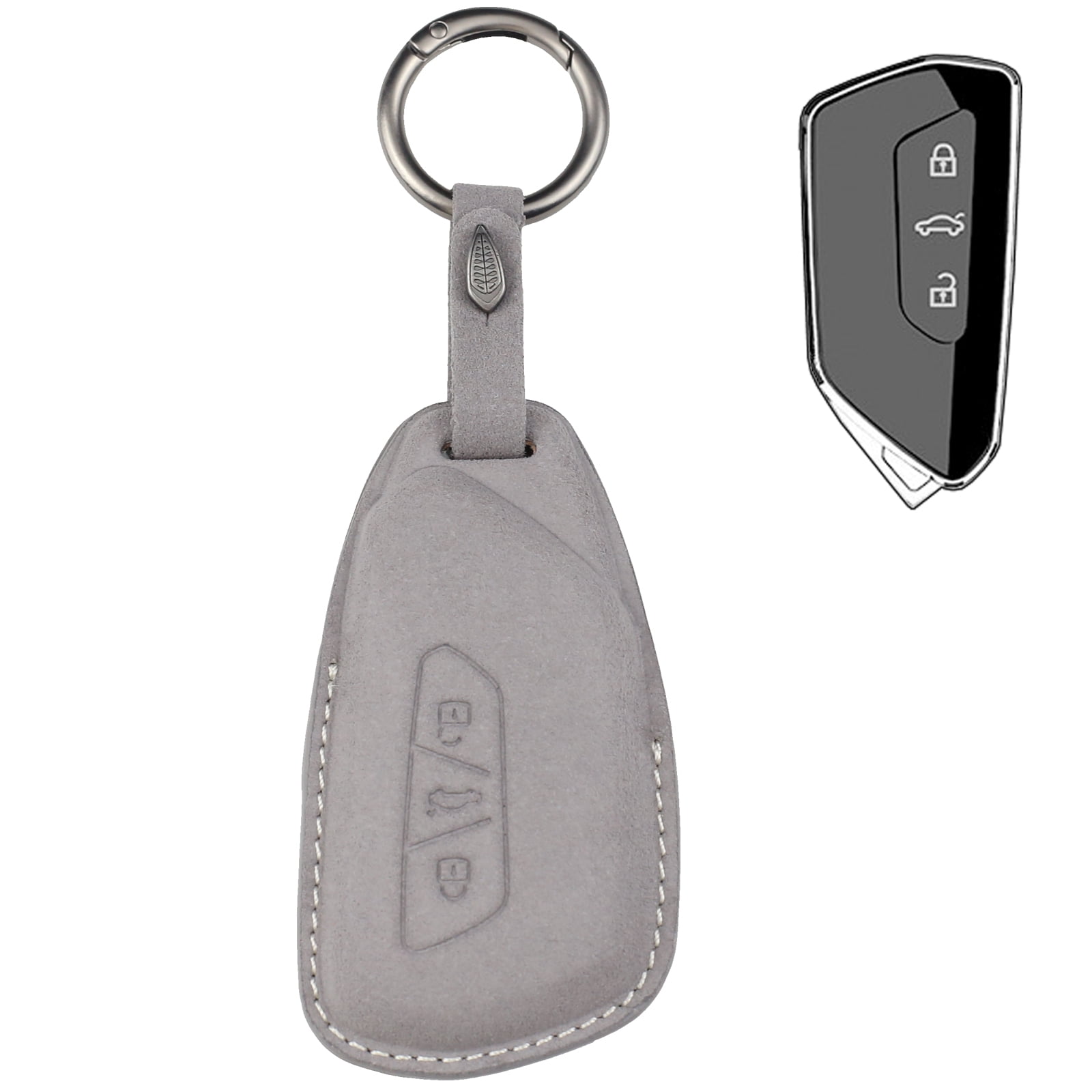 Key Fob Cover for VW Key Fob 3 Button PU Leather Key Case with Keyring ...