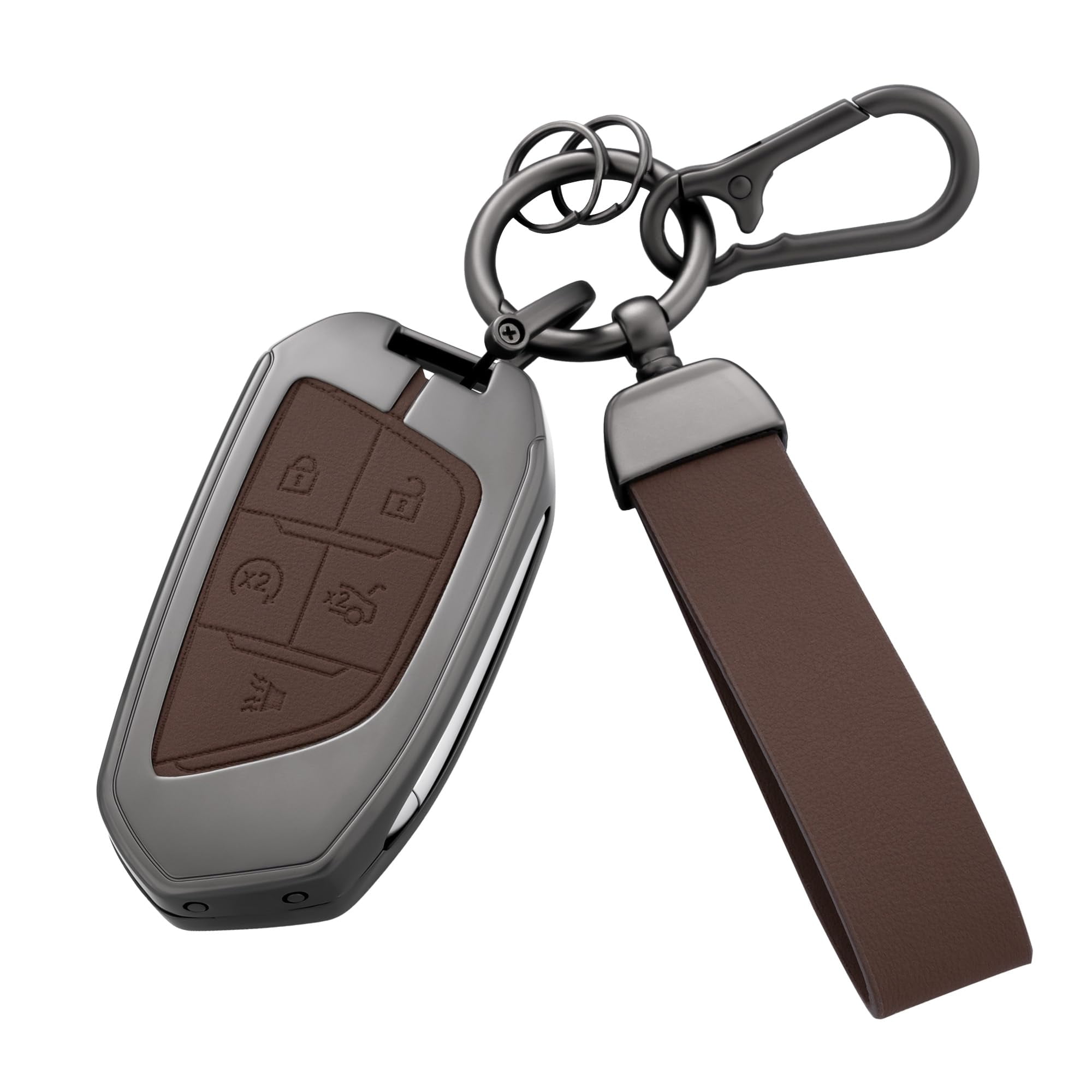 Key Fob Cover with Heavy-duty Keychain for Cadillac Escalade ESV CT4 CT5 CT6 XT4 XT5 XT6 GT4 ...