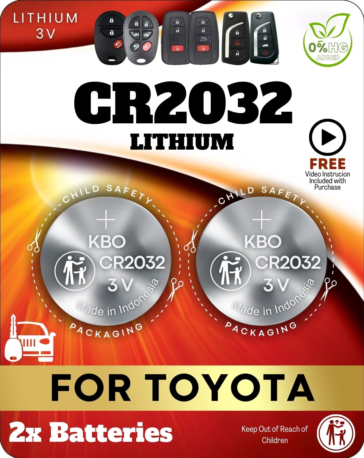 Key Fob Replacement Battery for Toyota - CR2032 2-Pack OEM - Walmart.com