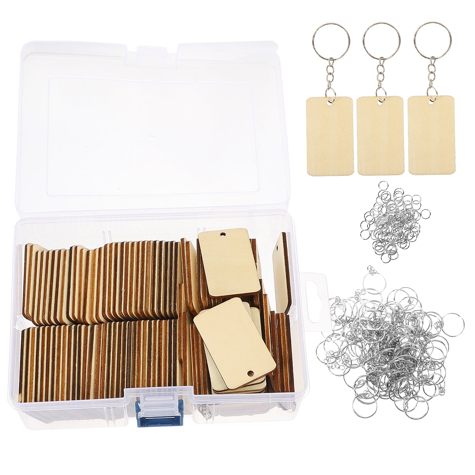 Key Fob Ring Blank Keychain DIY Chains Crafts Blanks Wooden Chips ...