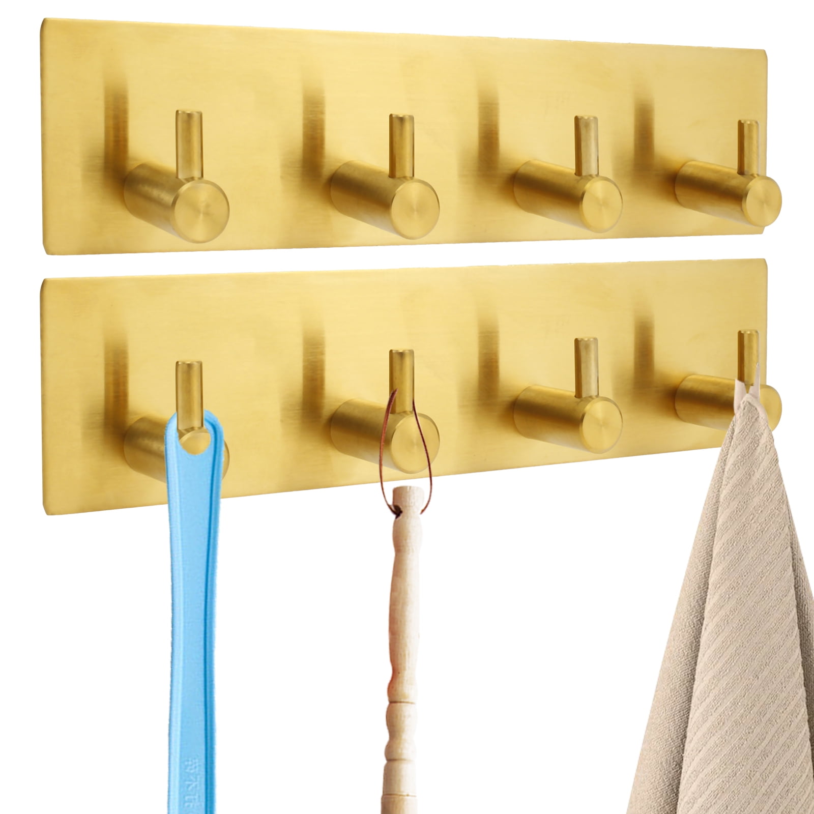 Key Holder with 4 Hooks Stainless Steel Key Hanger Self Adhesive Wall ...