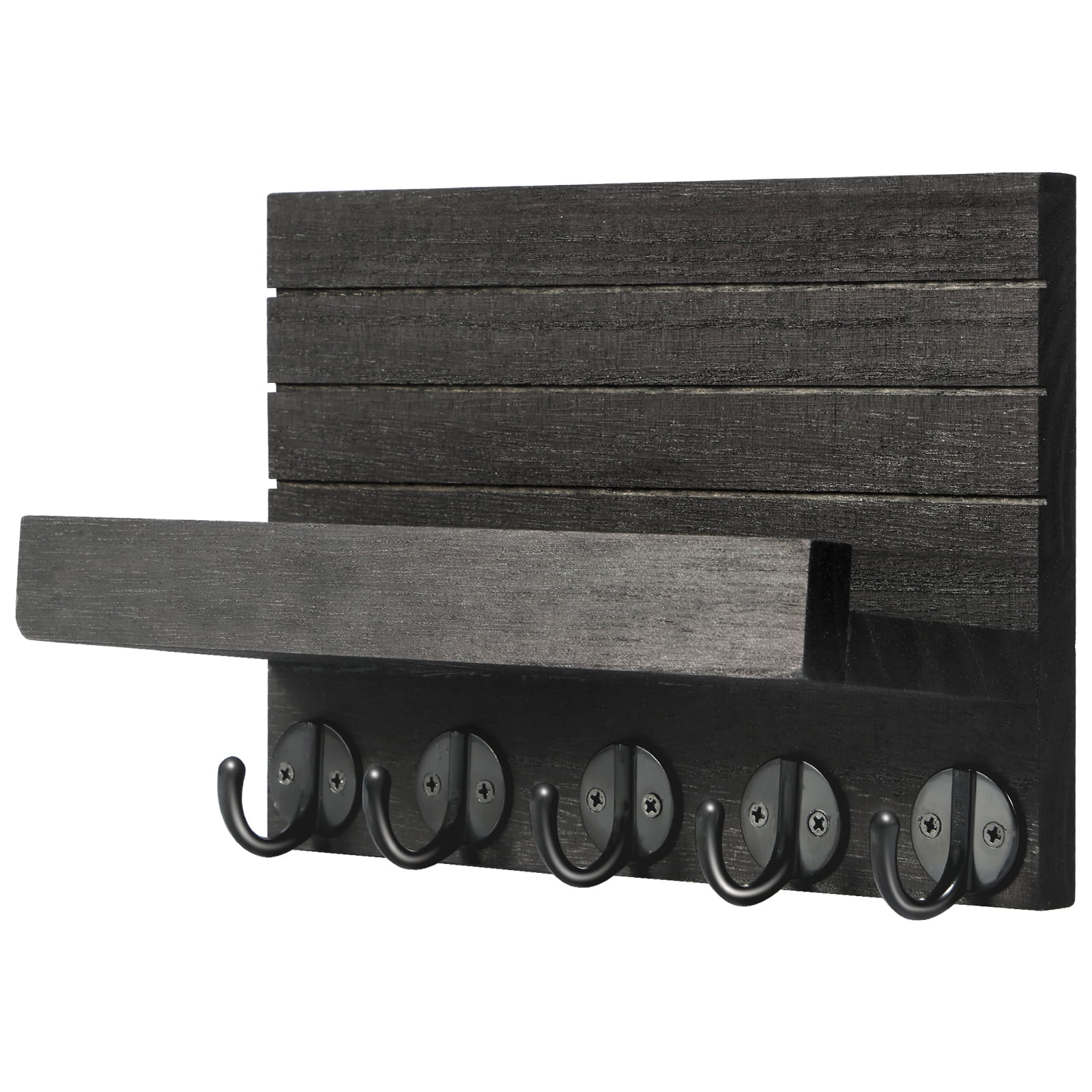 Key Holder with 5 Hooks and Mounting Hardware Wood Key and Mail Holder ...