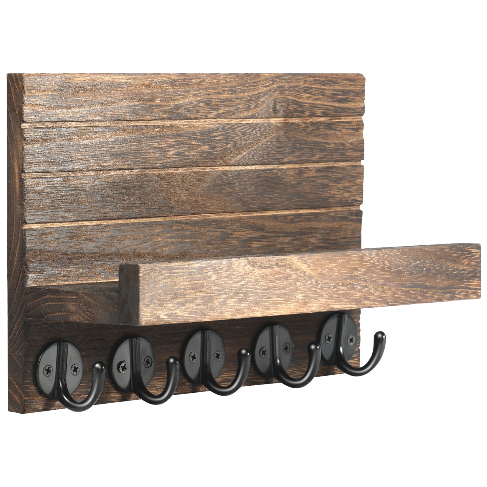 Key Holder with 5 Hooks and Mounting Hardware Wood Key and Mail Holder ...
