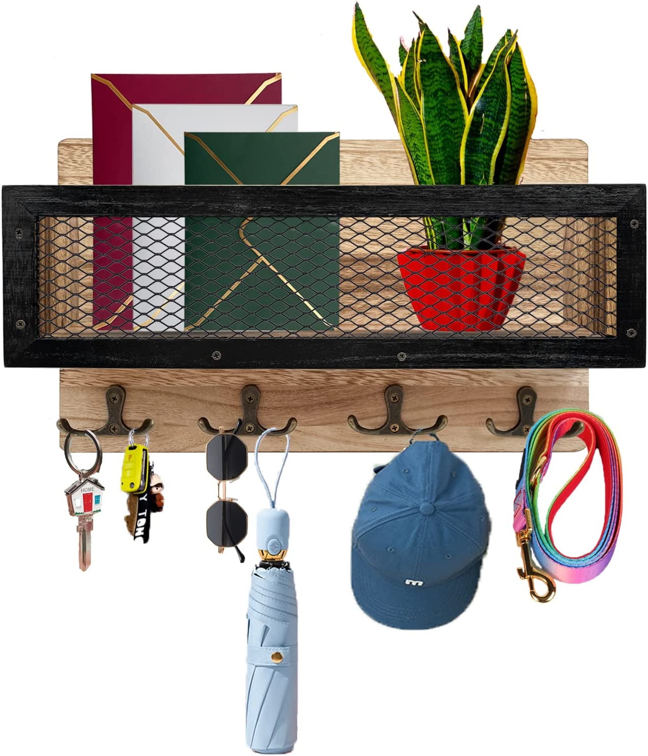 Key Holder Mail Organizer Wall Mount Key and Mail Holder Key Rack 4 ...