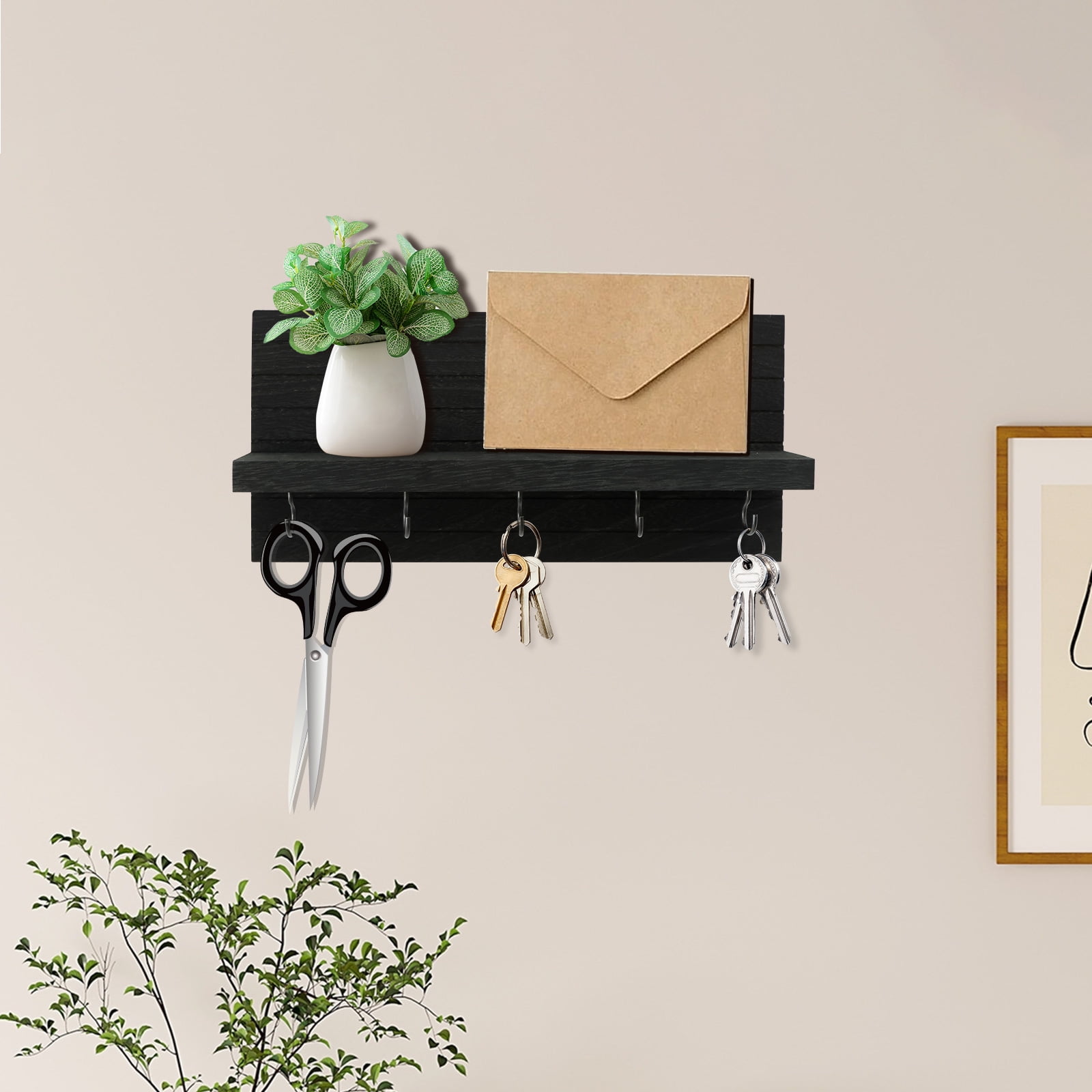 Key Holder Rack for Wall Decorative Entryway Key Shelf with 5 Hooks ...