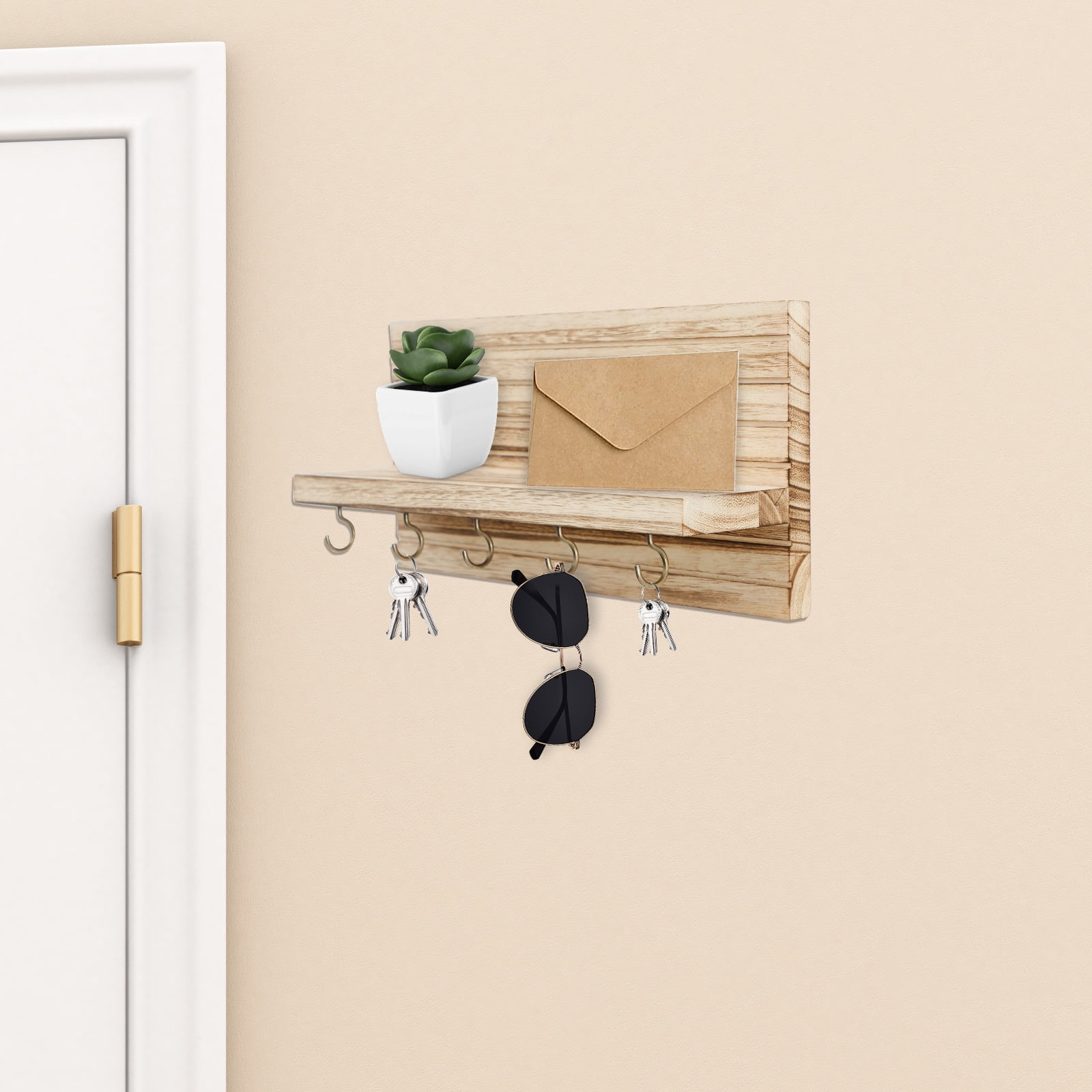 Key Holder Rack for Wall Decorative Entryway Key Shelf with 5 Hooks ...