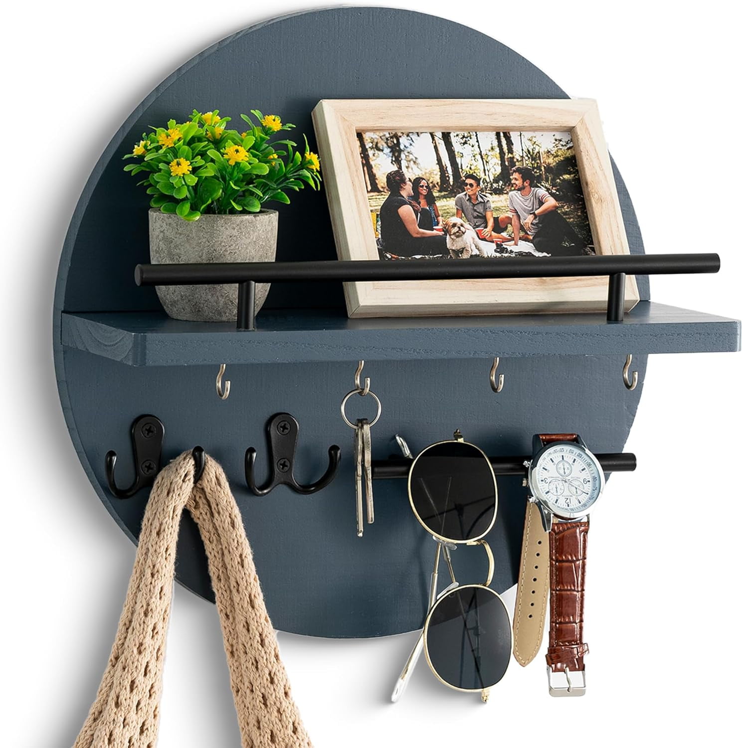 Key Holder for Wall Decorative with Shelf and Hooks, Mail Organizer ...