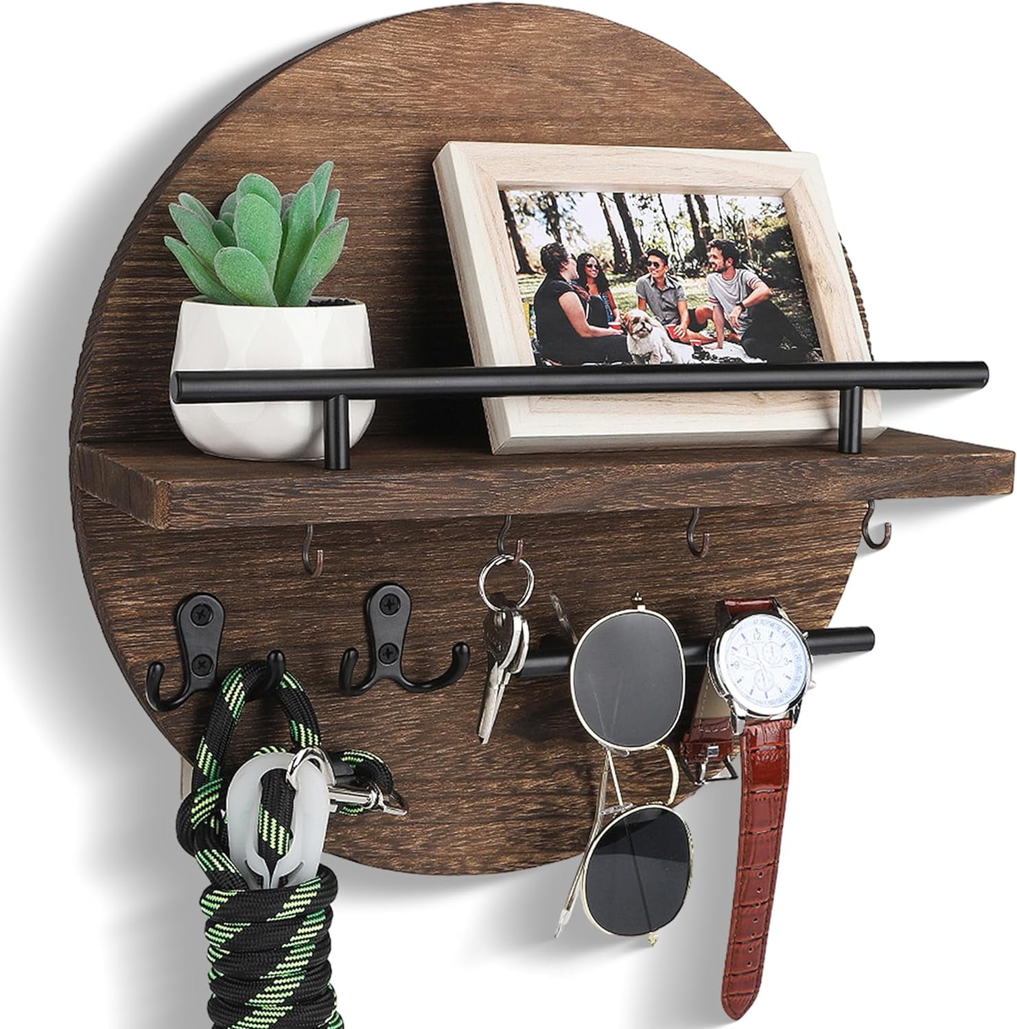 Key Holder for Wall Decorative with Shelf and Hooks, Unique Mail ...
