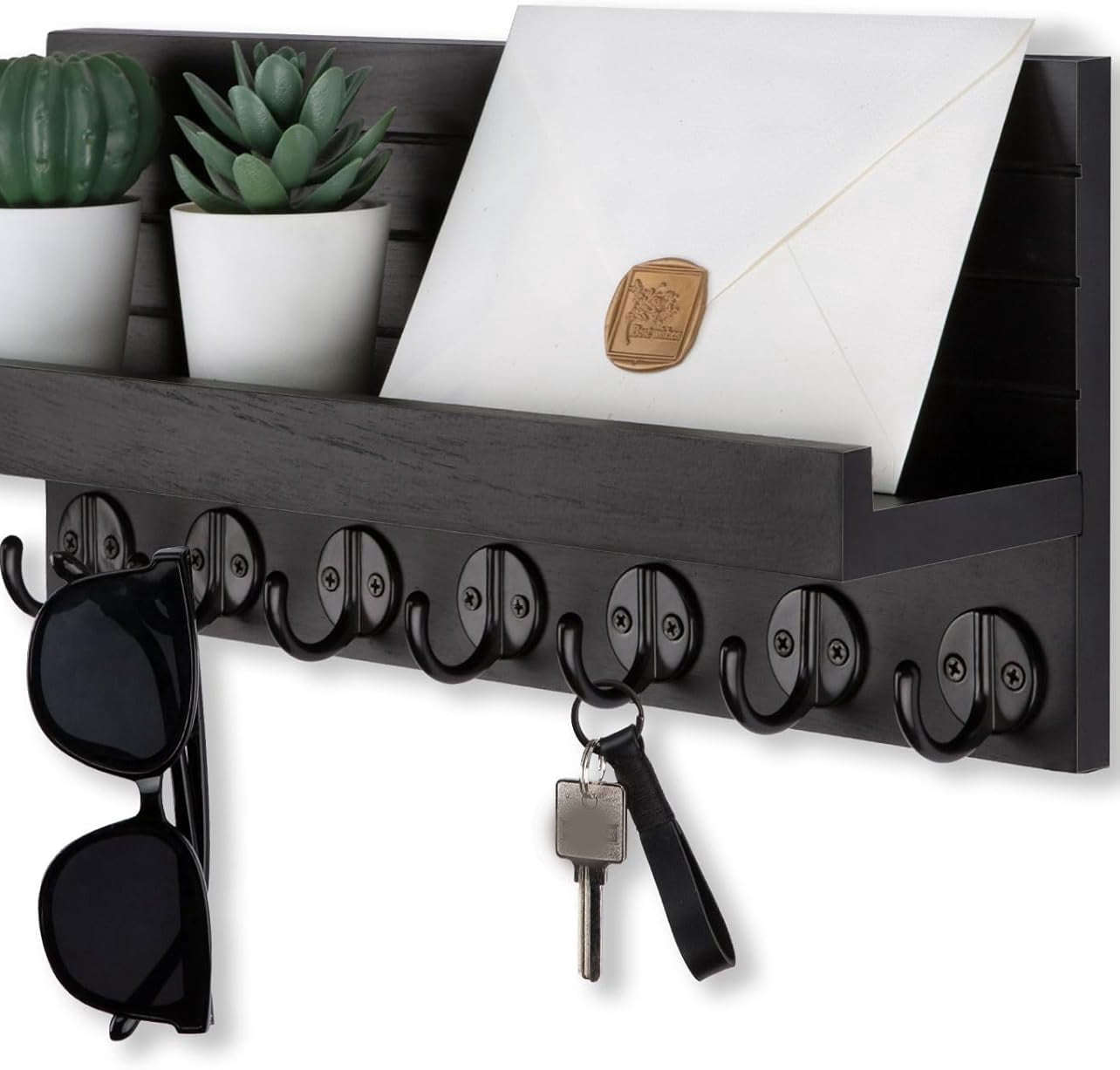 Key Holder Wall Mount, Entryway Key and Mail Holder with Sturdy Hooks ...