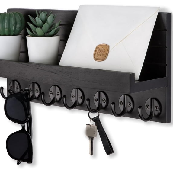 Key Holder Wall Mount, Entryway Key and Mail Holder with Sturdy Hooks ...