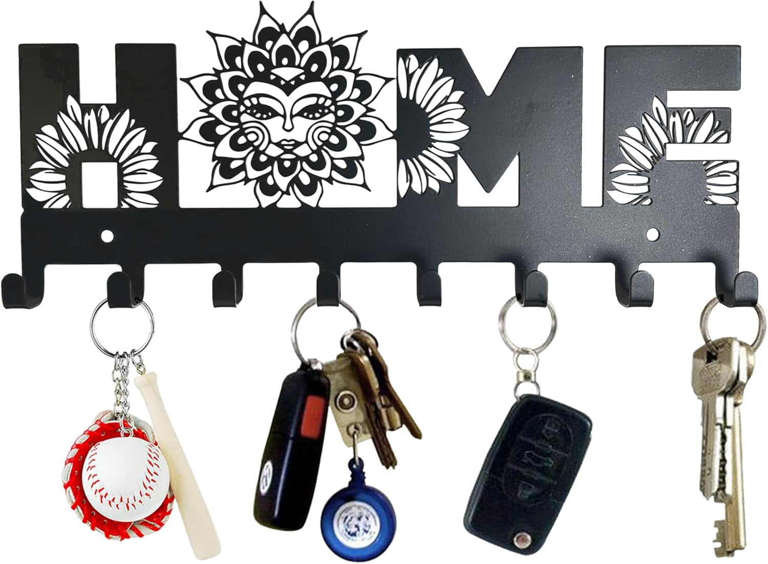 Key Holder Wall Mount Key Hooks with 8 Hooks No Drilling Required, Self ...