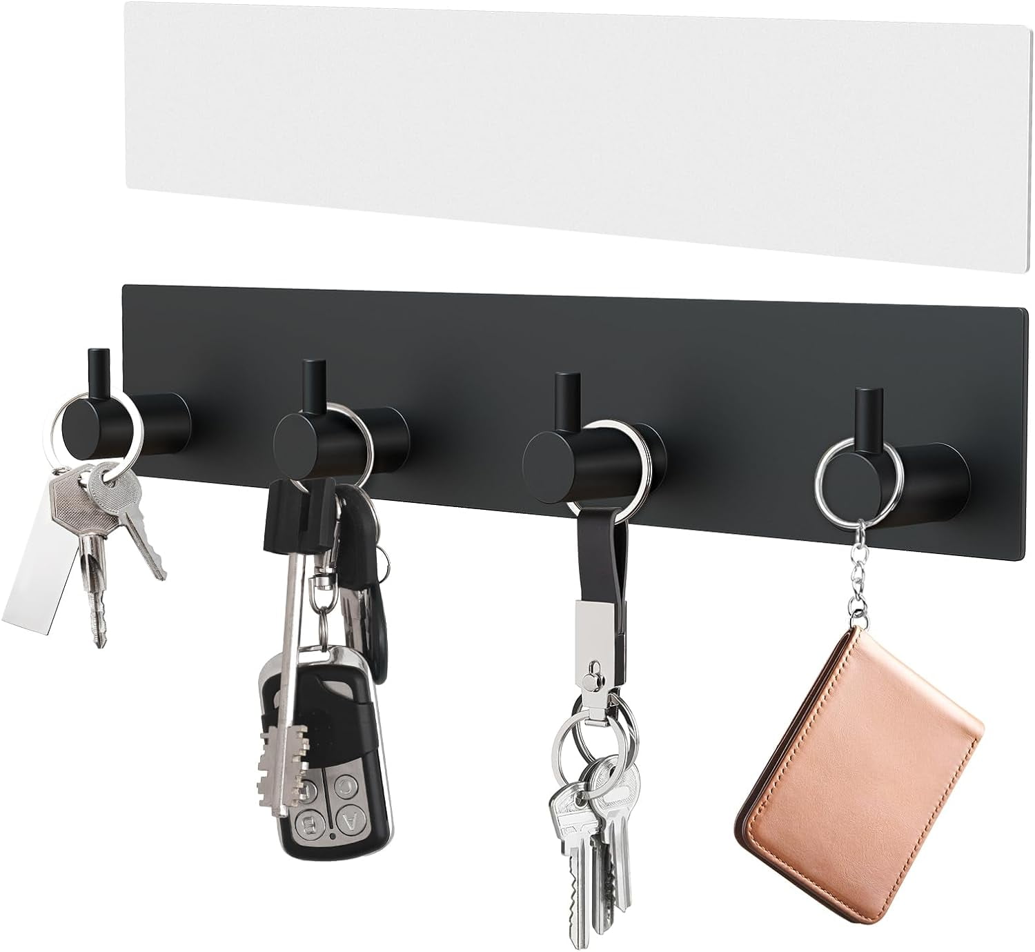 Key Holder Wall Mount, Large Metal Self Adhesive Key Hanger with 4 ...