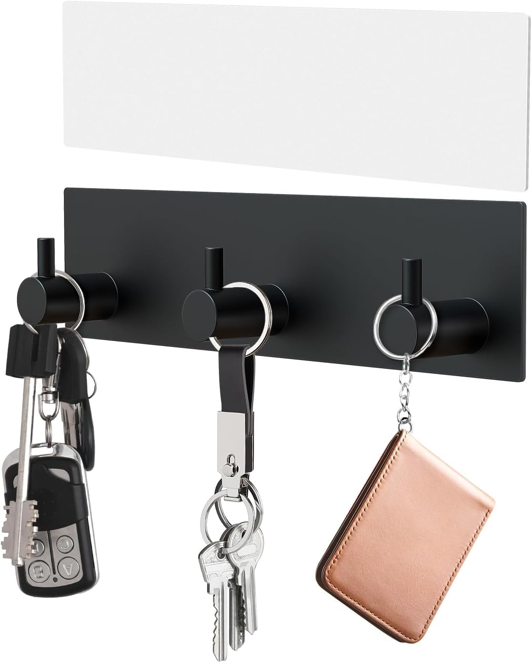 Key Holder Wall Mount, Matte Black Self Adhesive Key Hanger Metal Small ...