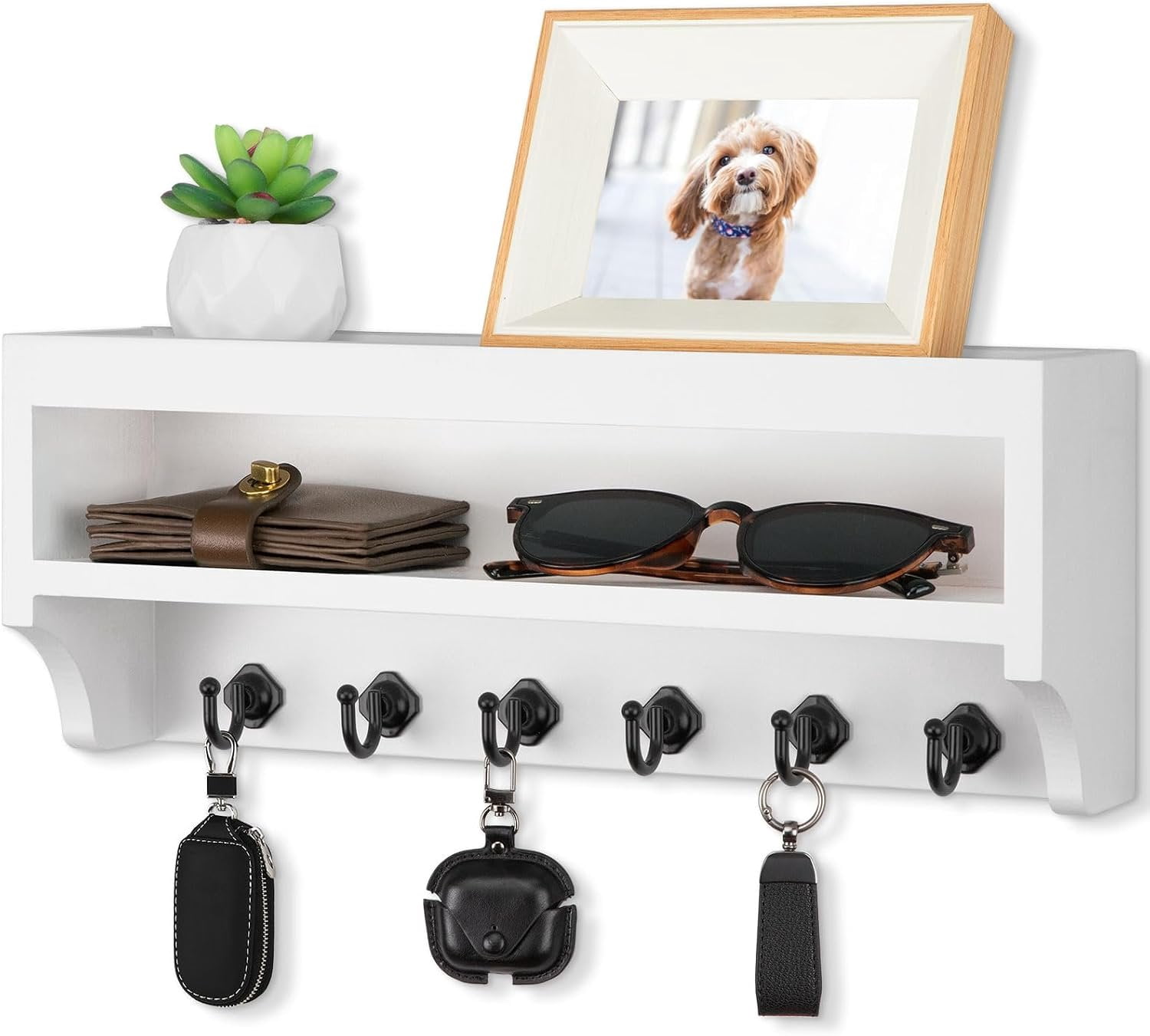 Key Holder Wall Mount, Pine Wooden Mail Organizer, White - Walmart.com