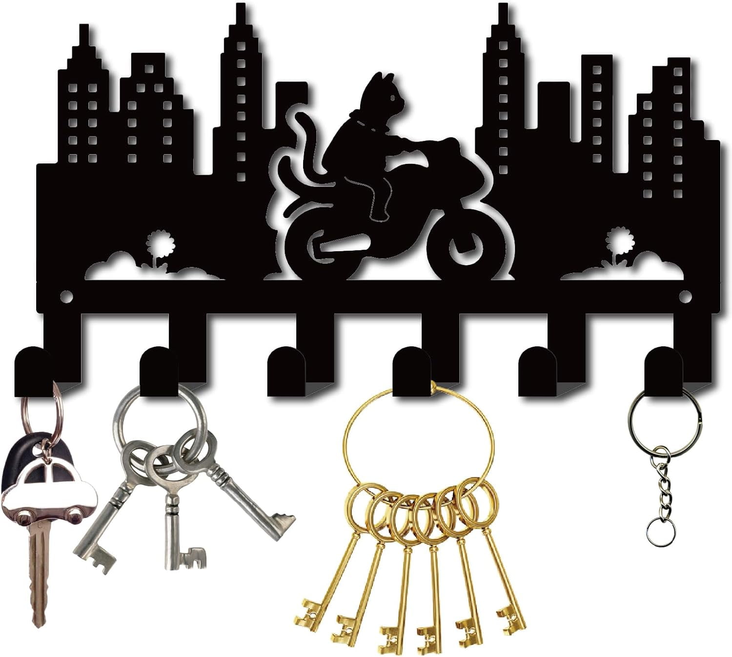 Key Holder for Wall Mounted Hook Key Organizer Hangers with 6 Hooks ...