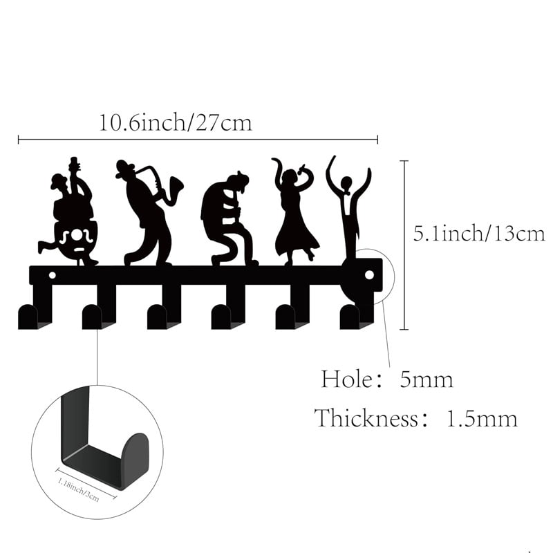 Key Holder Wall Mounted with Screws and Anchors, Black Multifunctional ...