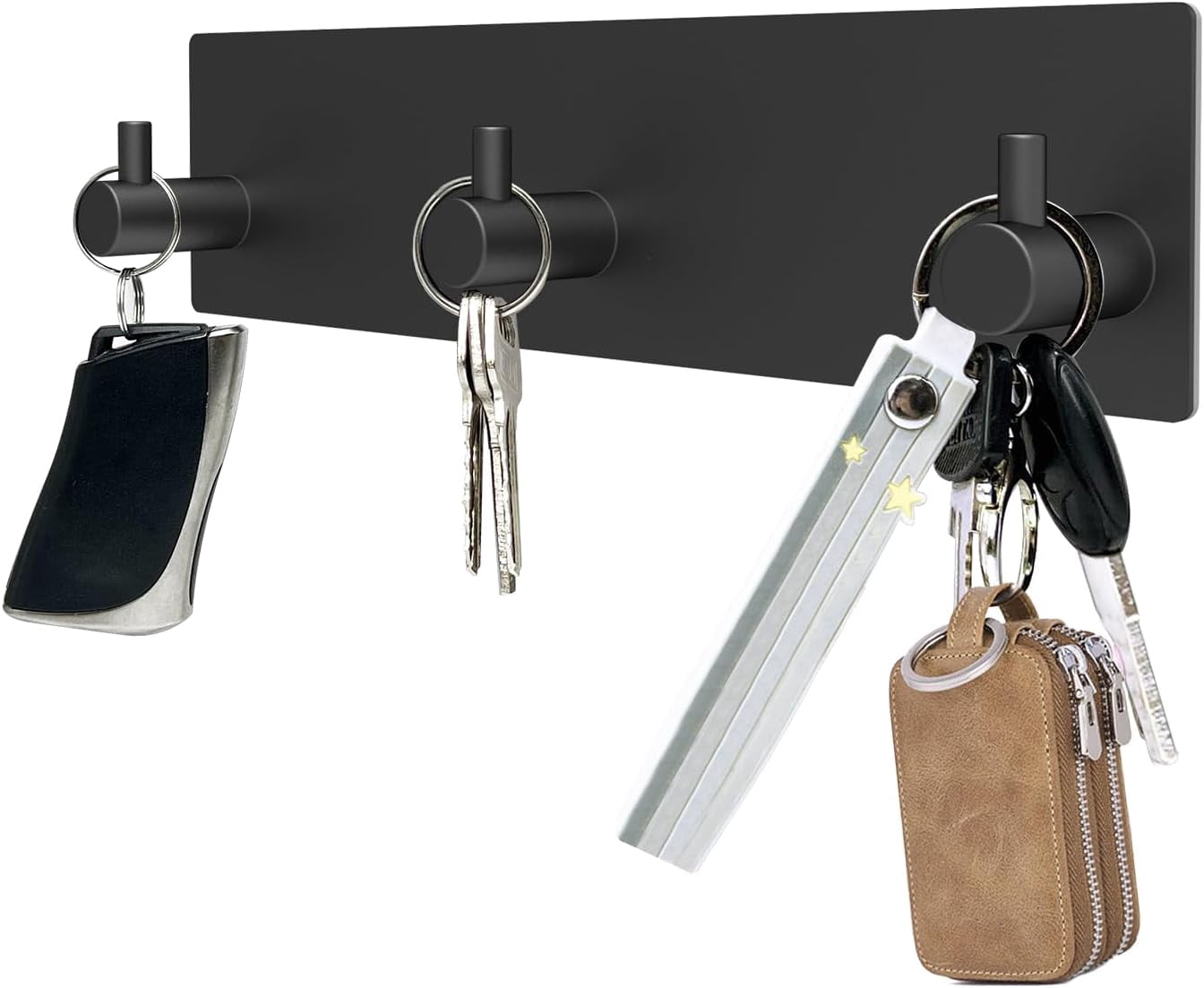 Key Holder for Wall, Self Adhesive Stainless Steel Key Hanger with 3 ...