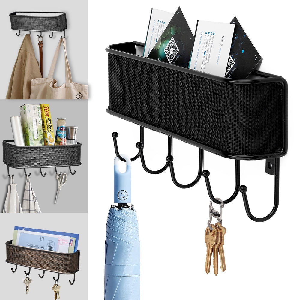 Key Holder for Wall,5 Key Hooks & Mail Letter Organizer,Wall Mount Key ...